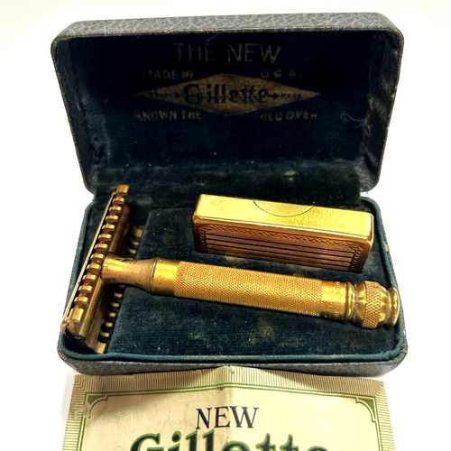 Old Vintage Gillette Safety Razor Gold Plated W/ Box Extras | eBay
