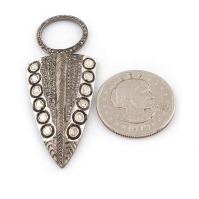 Pave Rose Cut Diamond Arrowhead Designer 925 Sterling Silver Pendant ...