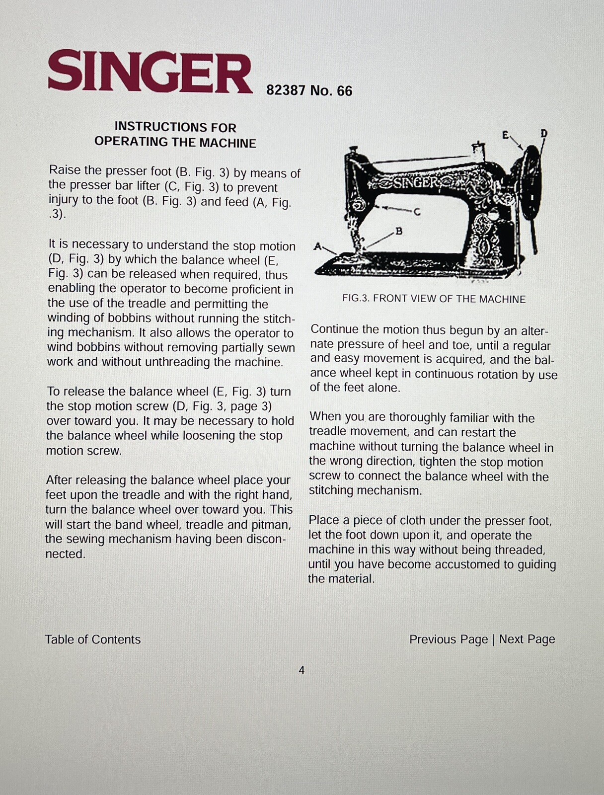 Singer Sewing Machine Instruction Manual Model 66 Reprint FREE SHIPPING ...