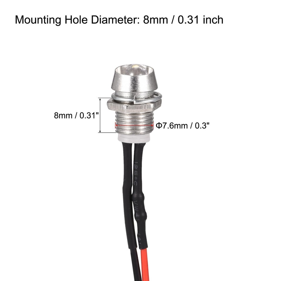 10pcs LED Indicator Light AC/DC 110V 8mm Panel Mount Red Yellow Blue ...