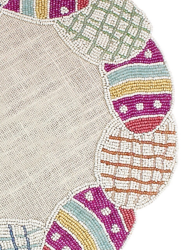 Easter Eggs Beaded Placemat /Centerpiece - Pink, purple, blue ...