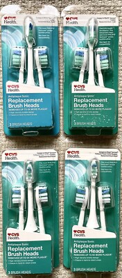 4 NEW CVS Health Antiplaque Sonic Replacement Brush Heads (12 Total ...
