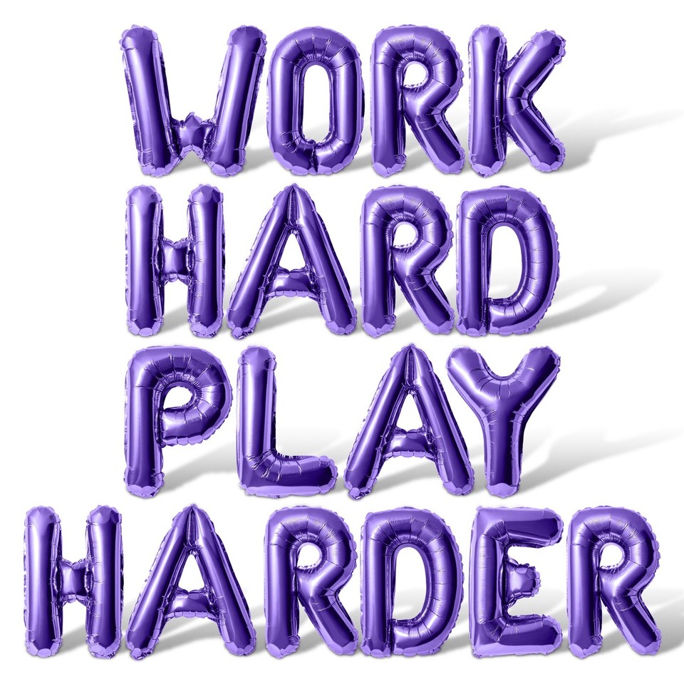 WORK HARD PLAY HARDER Balloon Banner - DIY Retirement Party Decorations ...
