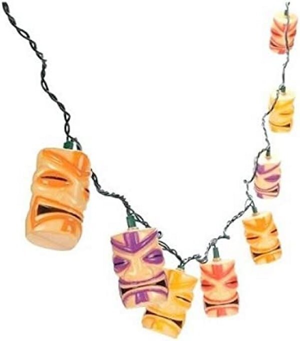 Tiki Head Light String Set - Plug In Luau Party Patio Lights - Tiki Bar ...