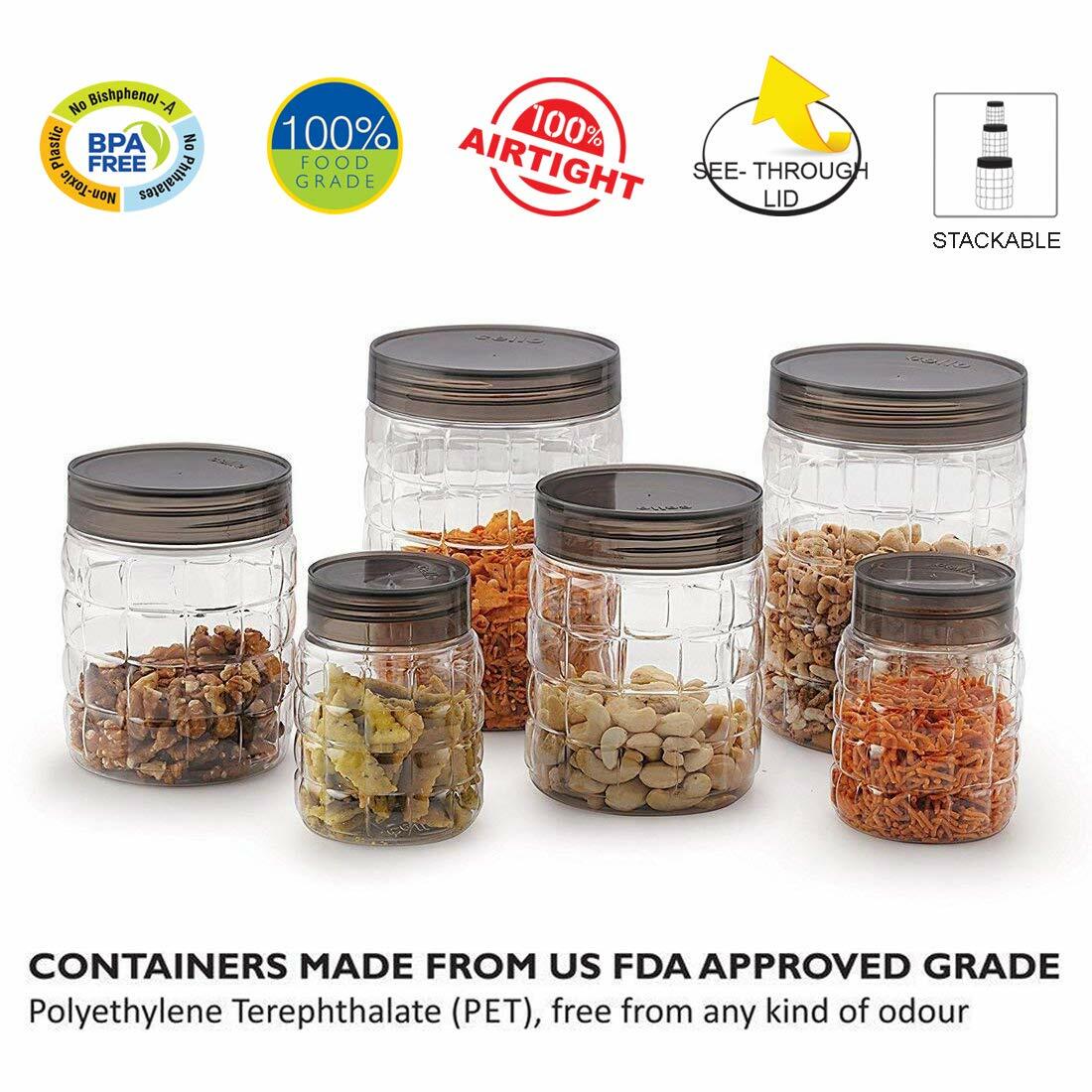 Plastic PET Canister Jar Set, 18 Pieces, Clear, Kitchen Storage ...