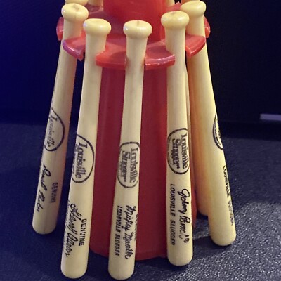 VINTAGE BASEBALL BAT COIN BANK W/MICKEY MANTLE~HANK AARON~JOHHNY BENCH ...