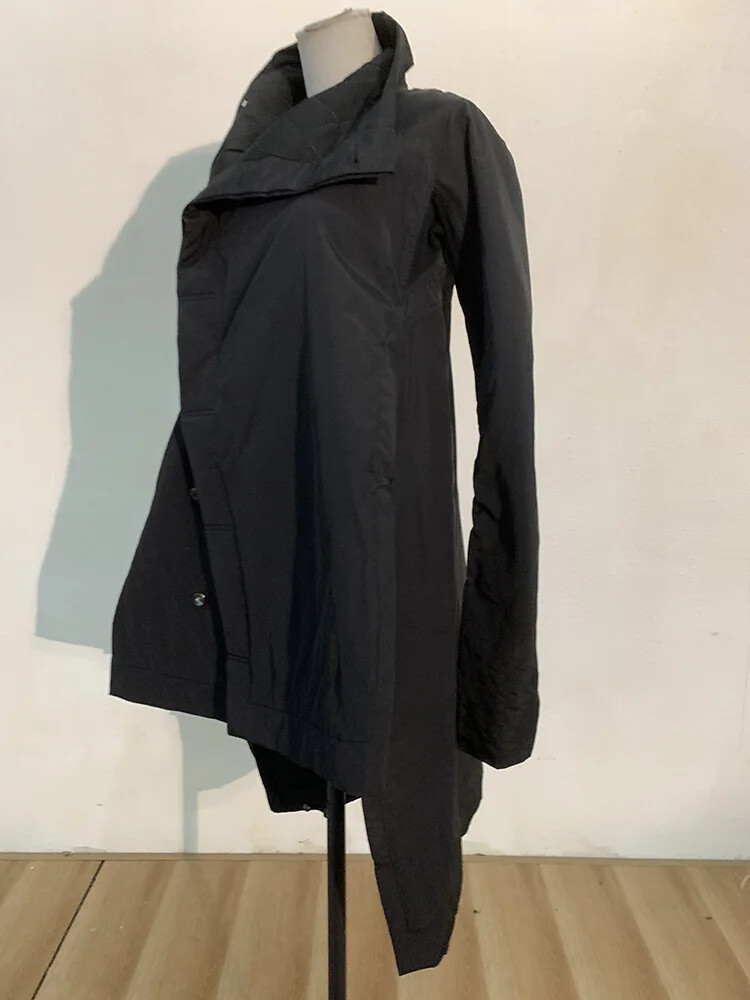 Stand Lead Irregular Long Type Cotton-padded Clothes Loose Coat Solid ...