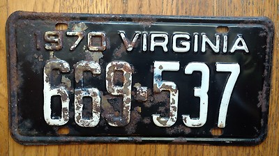 1970 Virginia License Plates Tags VA | eBay
