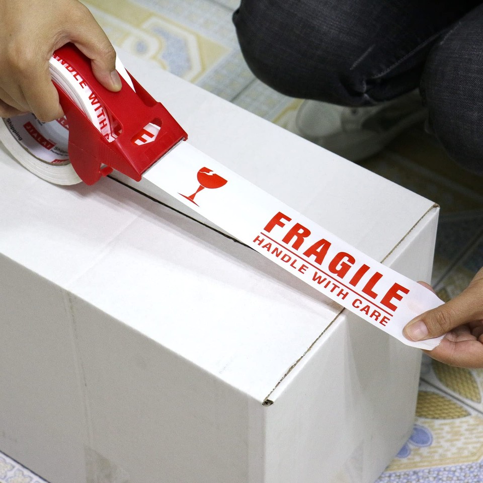 Fragile Tape Handle with Care Packing Tape 6 Rolls, Heavy Duty Sealing ...