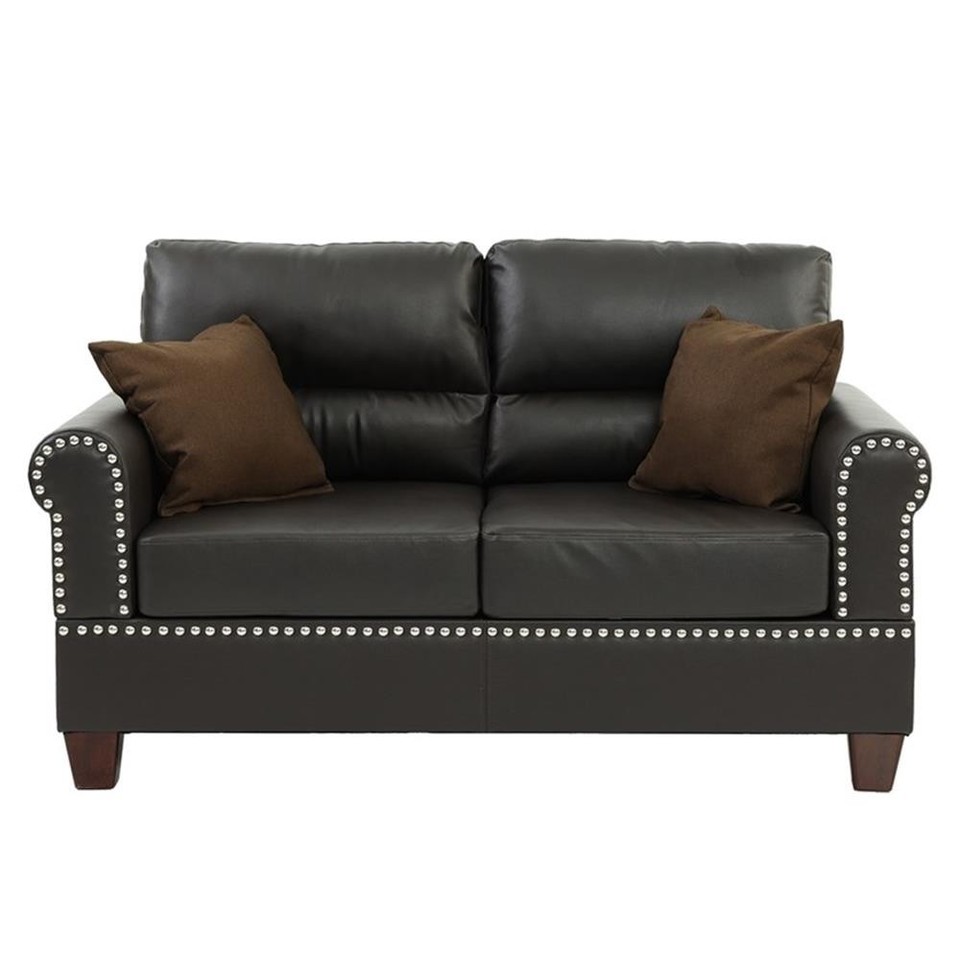 Poundex Furniture 2 Piece Faux Leather Sofa and Loveseat Set in ...