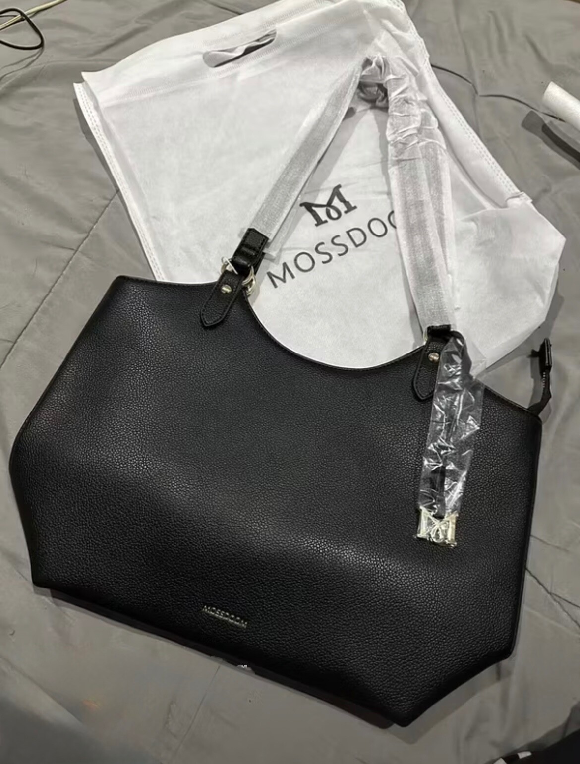 MOSSDOOM Shoulder Bag Matte Black Handbag Leather Medium Purse Gold ...