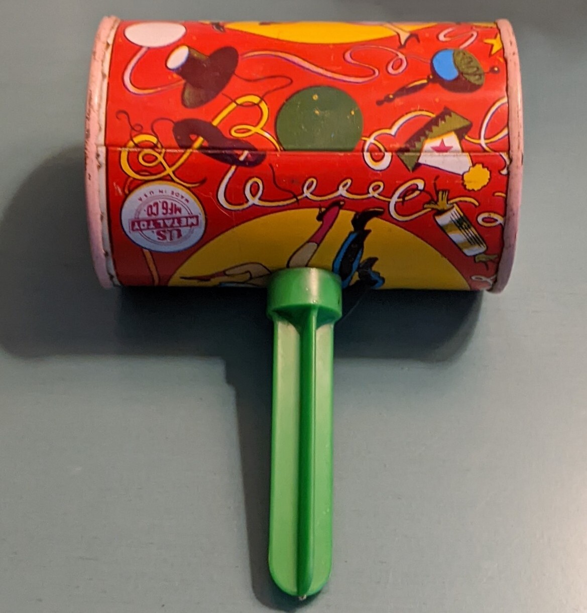 US Metal Toy Mfg Co 50's Vintage Tin Noise Maker Green Handle Tube ...