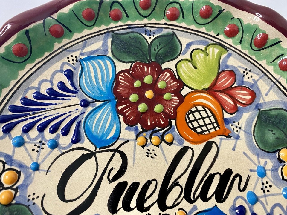 Talavera Plate Handcrafted Ceramic Pottery Puebla Mexico Floral ...