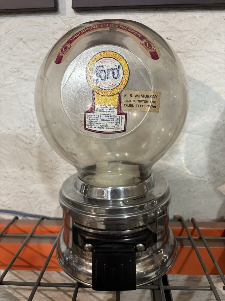Vintage Lions Club Advertisment & Tag on Ford Gum Machine Gumball Candy ...