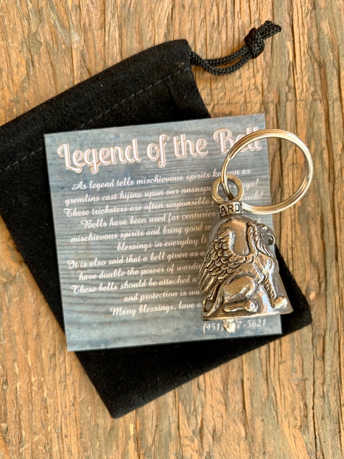 Griffin / Gryphon GUARDIAN Bell of Good Luck fortune pet keychain gift ...
