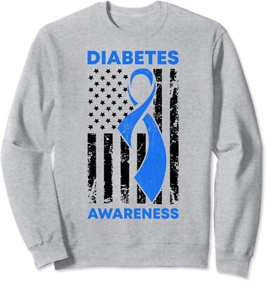 Diabetes Awareness Month American US Flag T1D Unisex Crewneck ...