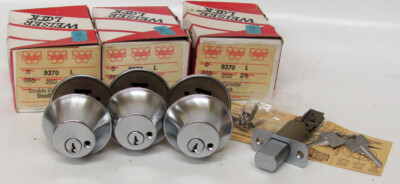 3 x WEISER LOCK D 9370 L Double Cylinder Deadbolt Lock Satin Chrome ...