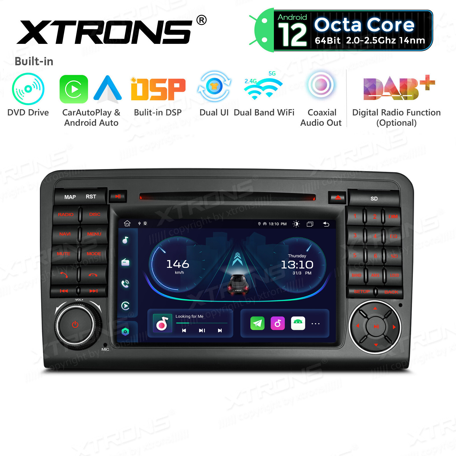 7" Android 12 8-Core Car GPS DVD Radio Stereo For Mercedes-Benz W164 ...