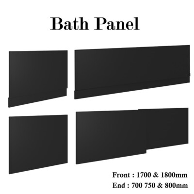 Bathroom Wooden MDF Front End Side L shape Bath Panel Matt Black Easy ...
