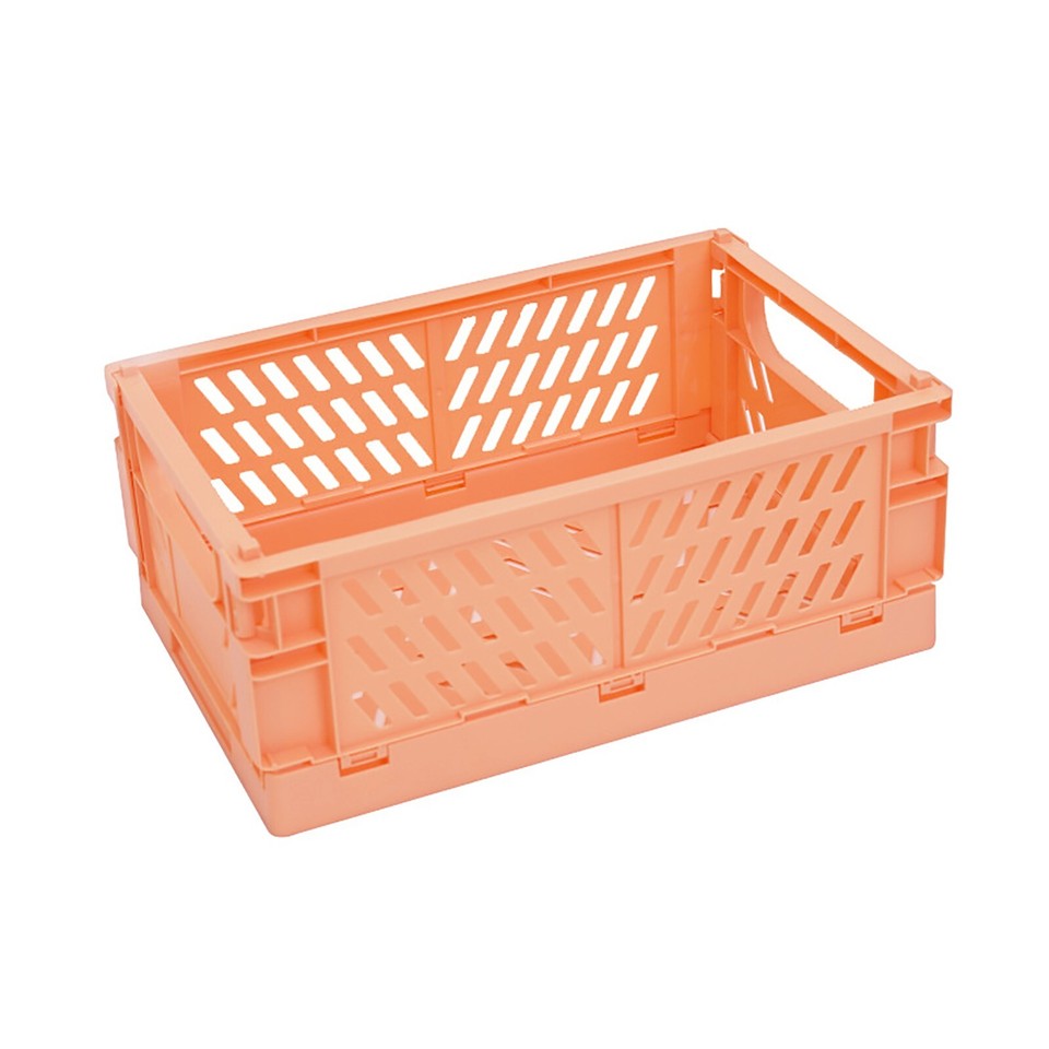 Collapsible Plastic Storage Crates Stackable Space Saving Baskets Shelf ...