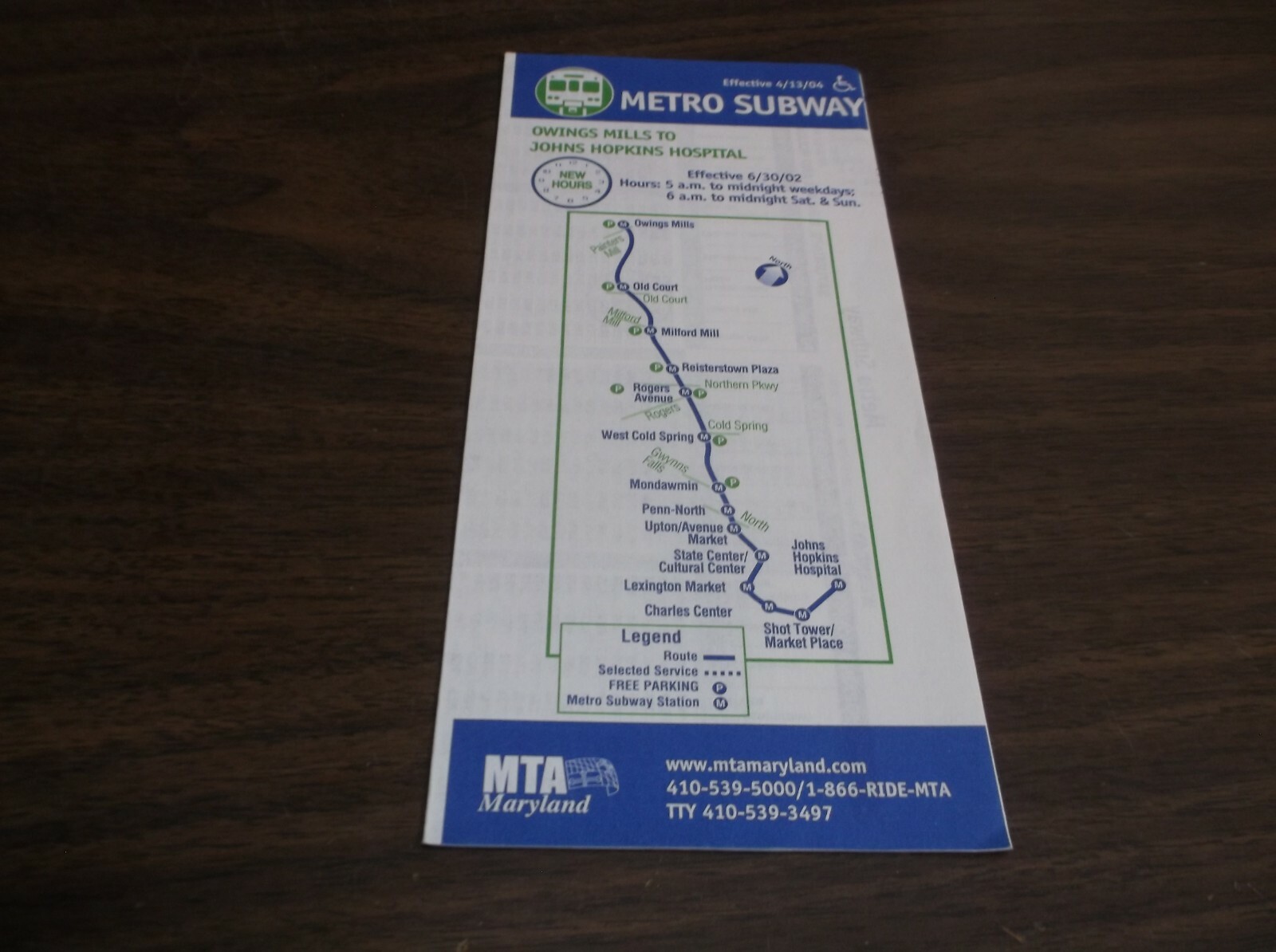 APRIL 2004 MARYLAND MTA BALTIMORE SUBWAY PUBLIC TIMETABLE | eBay