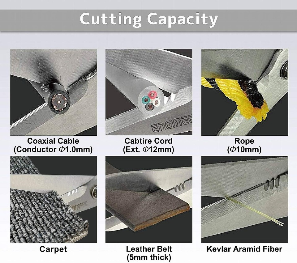 ENGINEER PH-57 Scissors Heavy Duty-Cuts Electrical +Coaxial Cable, Carpet & more | eBay