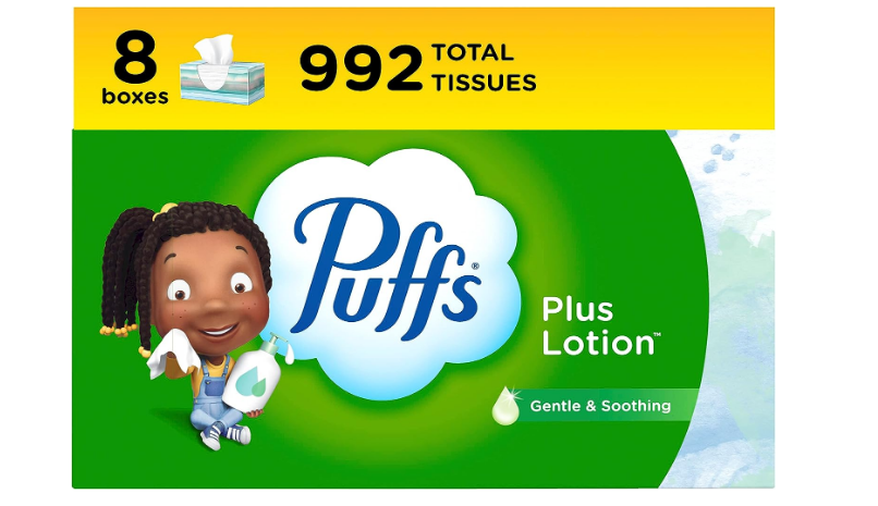 Puffs plus Lotion Facial Tissue, 124 Facial Tissues per Box 8 Family ...