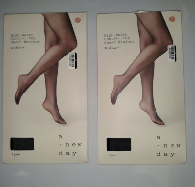A New Day Tights High Waist Control Top Sheer Hosiery Size L/XL (2 ...