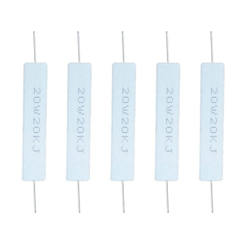 5PCS 20K ohm 20KΩJ 20 watt Axial Ceramic Cement Power Resistor 20W USA ...