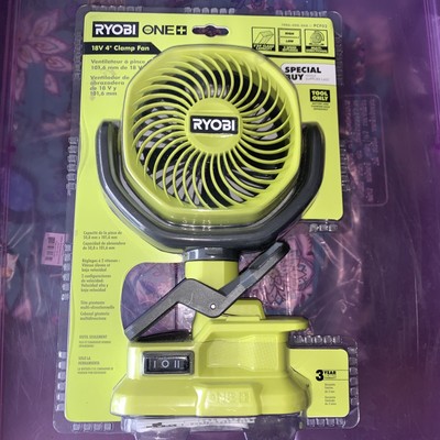 New RYOBI One+ 18V Portable 4” Clamp Fan with Clip PCF02 - Tool Only | eBay