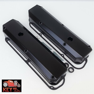 Fits Small Block Mopar Black Fabricated Aluminum Valve Covers Dodge 318 ...