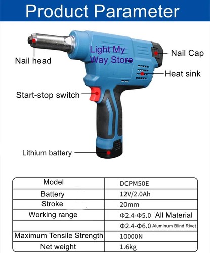 12V Rechargeable Riveting Machine Core Pulling Electric Rivet Gun ...