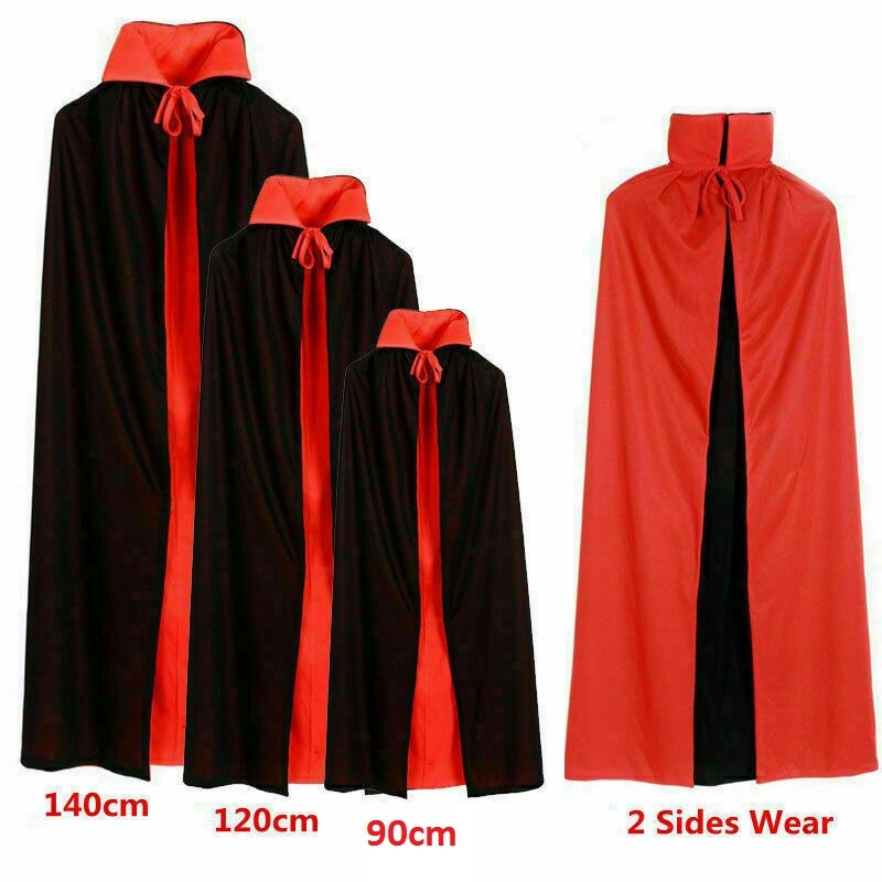 Adult Halloween Vampire Cape Costume Dracula Cloak Black Red Vampire ...