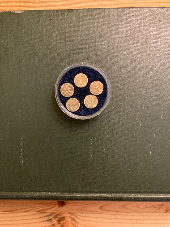 14K Gold, 1909-1982 Souvenir Mini Lincoln Pennies, Lot 0f 5, with Cert ...