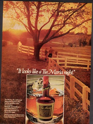 Vintage advertising print alcohol ad Tia Maria Night on the fence ...