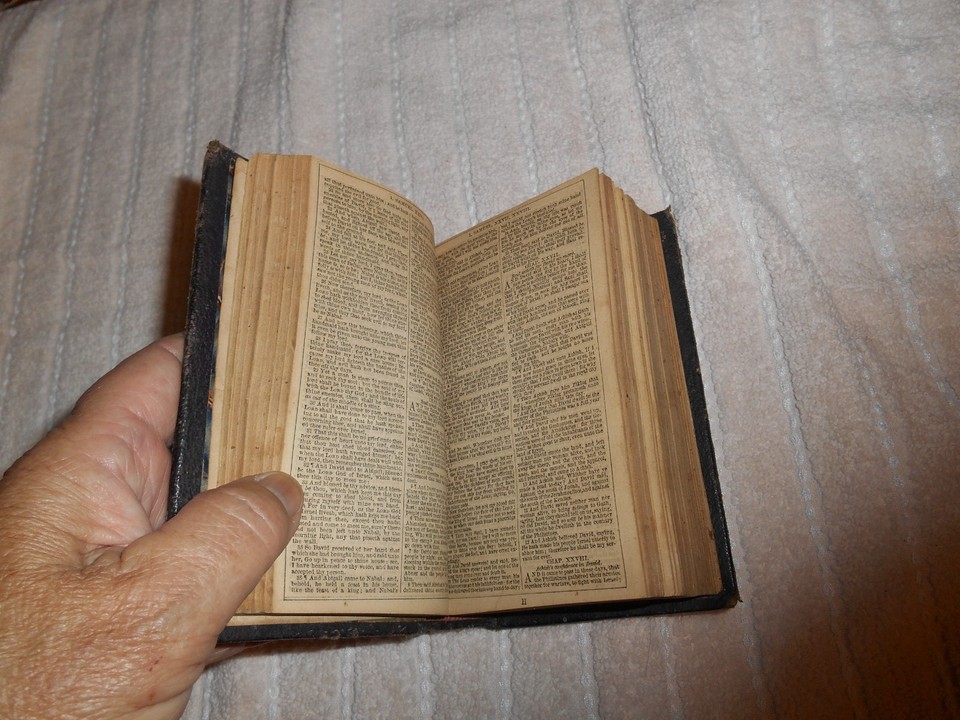 ANTIQUE LEATHER 1853 SMALL BIBLE Old and New Testaments pocket | eBay