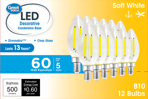 Technical Consumer Products Inc GVFDC6027E12D12 LED Light Bulb 4W 60W ...