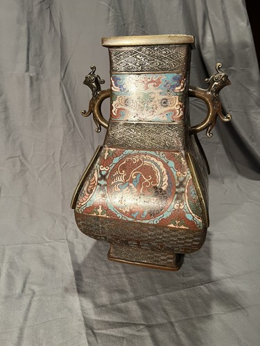 japanese Bronze and Champleve Enamel Vase . Two Handled | eBay