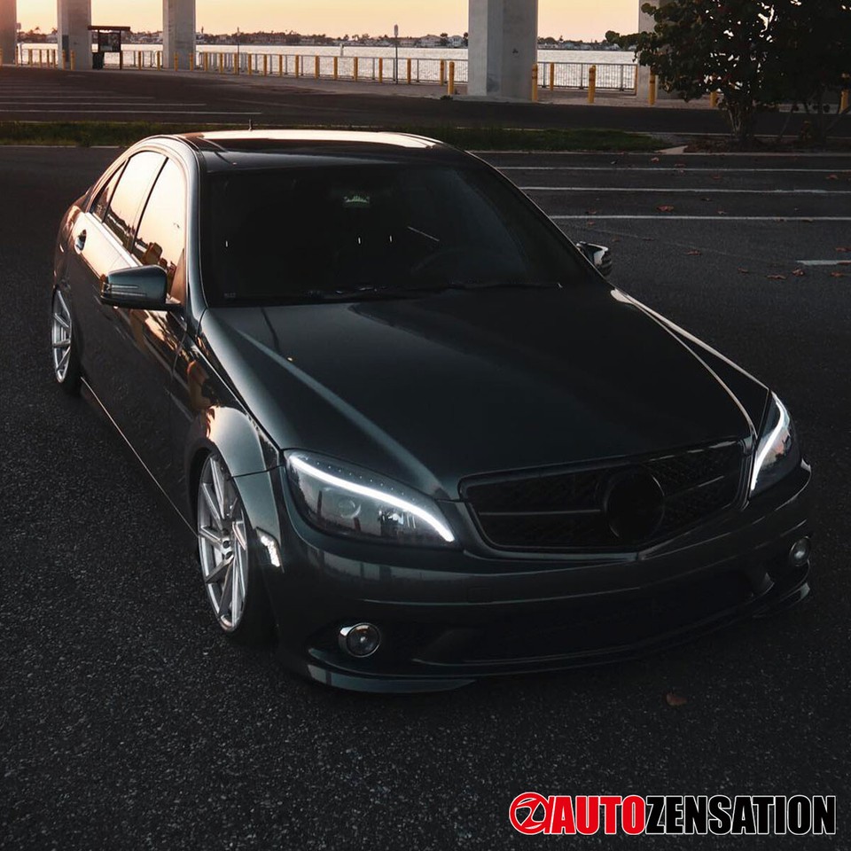 Fit 2008-2011 Benz W204 C280 C300 C350 Black LED Strip Projector ...