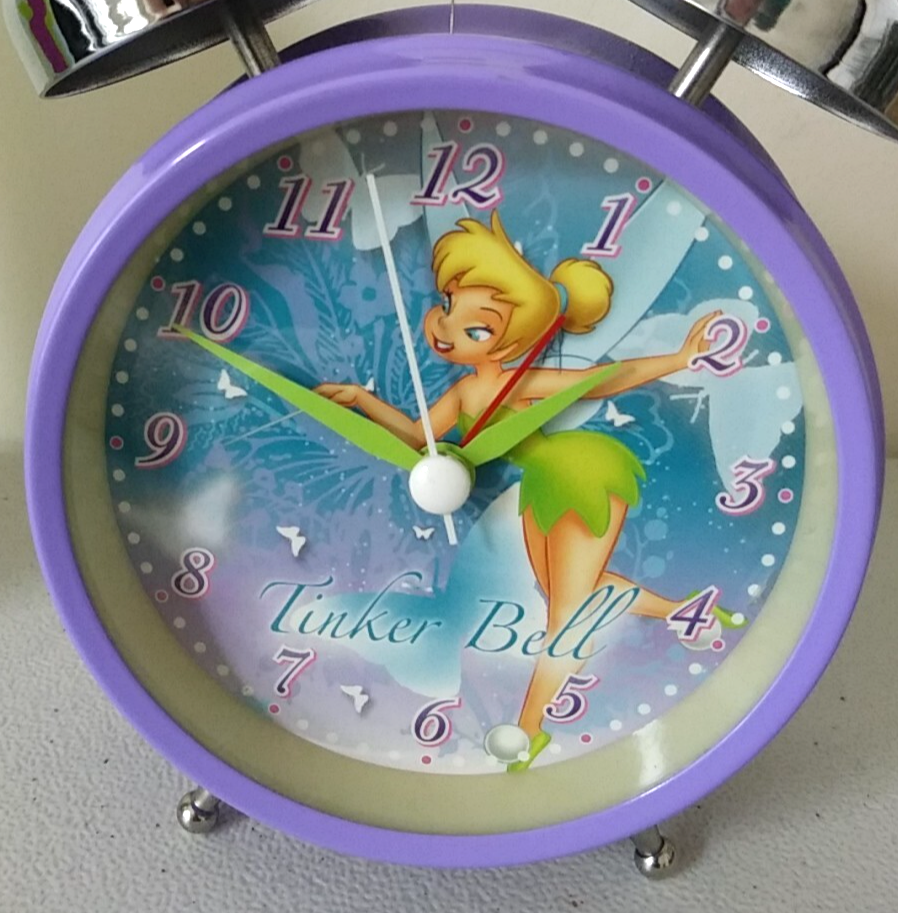 DISNEY Fairies Tinkerbell Twin Bell Alarm Clock Purple Retro ...