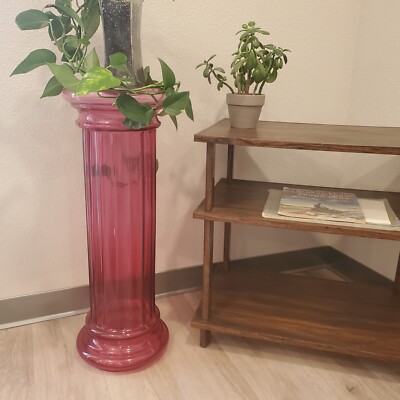 Pilgrim Cranberry Masterwork Glass 30" Column Stand RARE!! | eBay