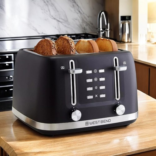 West Bend Toaster 4 Slice Extra-Wide and Deep Slots with 3 Functions ...