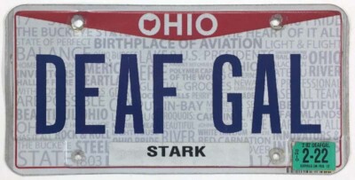 Ohio Vanity Personalized License Plate Deaf Girl Hearing Aid ...