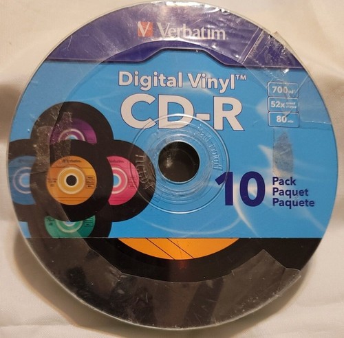 10pk Verbatim Digital Vinyl CD-R 80-Min 700MB Recordable Audio Discs ...