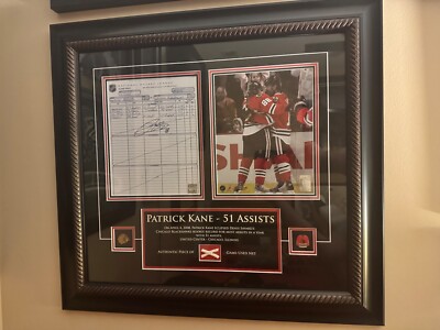 Patrick Kane Rookie Year 51 Assists Photo and Autographed Score Card w ...