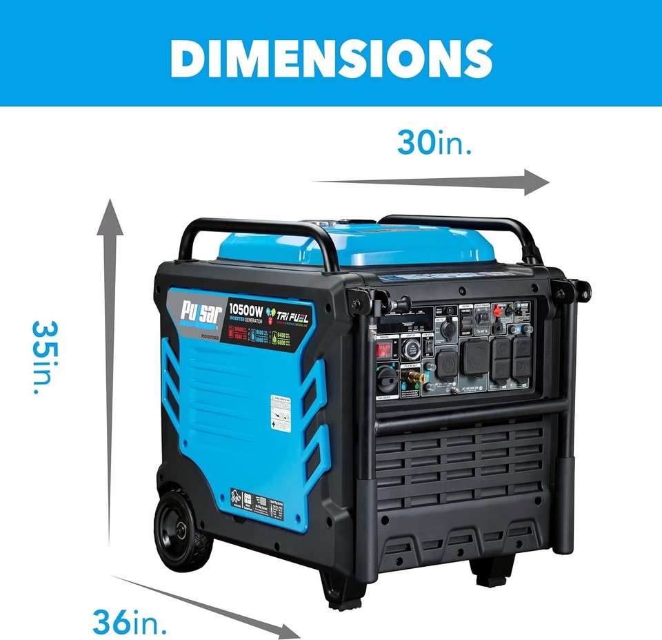 Pulsar 10,500-W Super Quiet Portable Tri Fuel Inverter Generator w ...