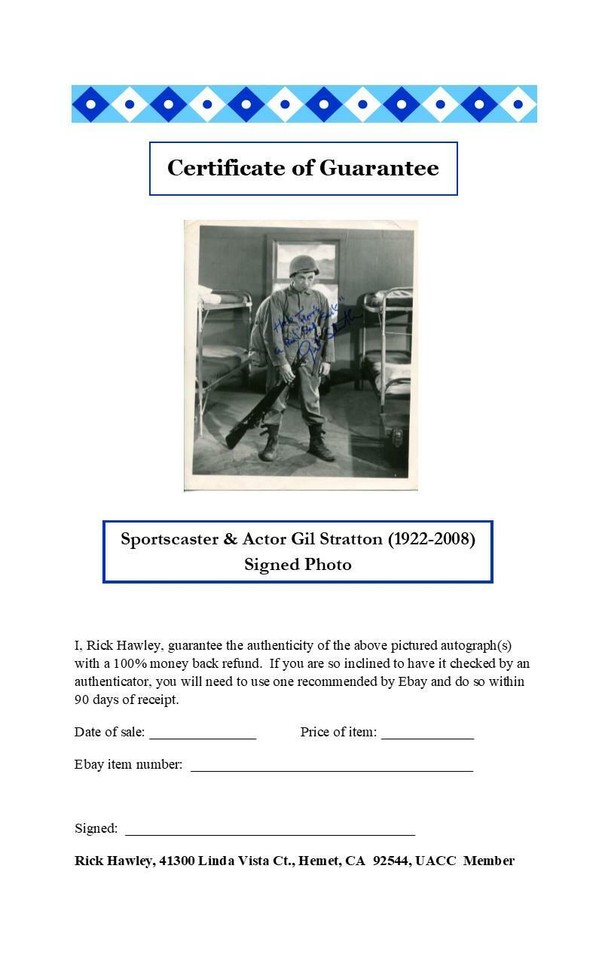 Gil Stratton Jr Autograph Actor CBS / KTTV Sportscaster News Anchor ...