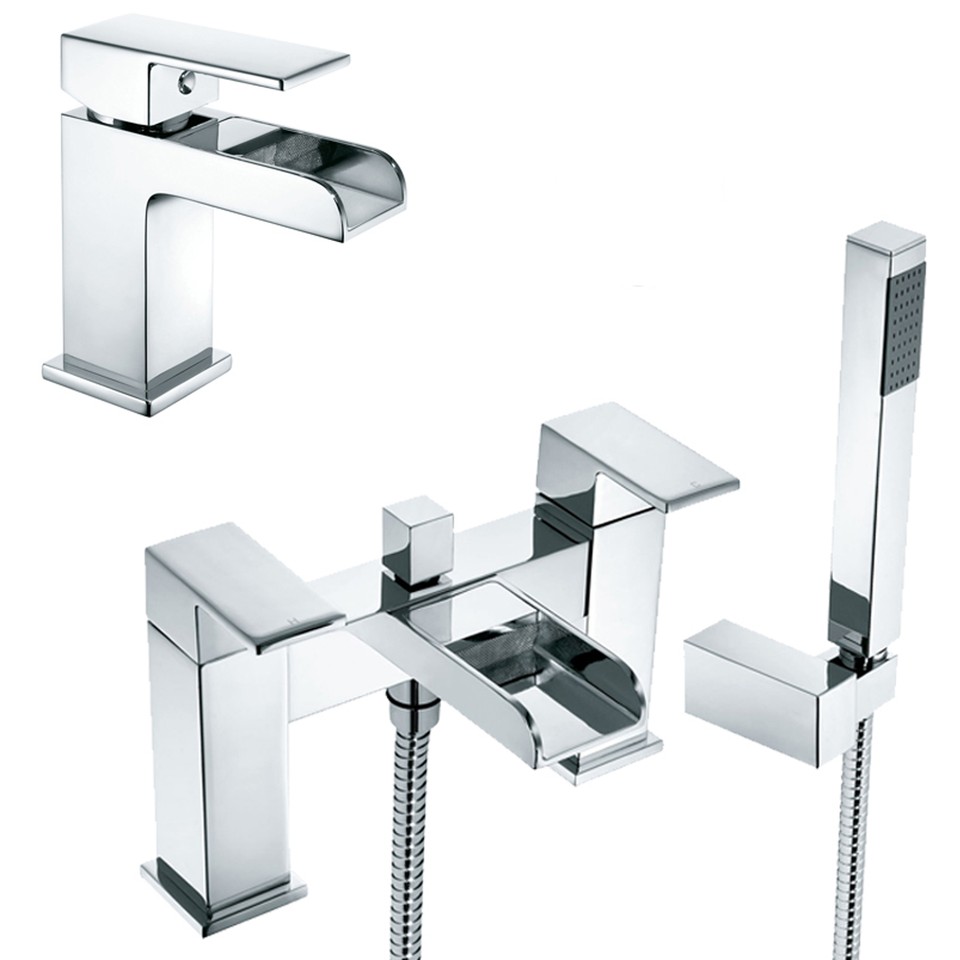 Waterfall Cascade Bathroom Taps, Basin Taps, Freestanding Bath Shower ...