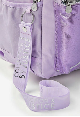 Justice Girls Backpack and Reusable Sandwich Bags Purple Stripe New | eBay