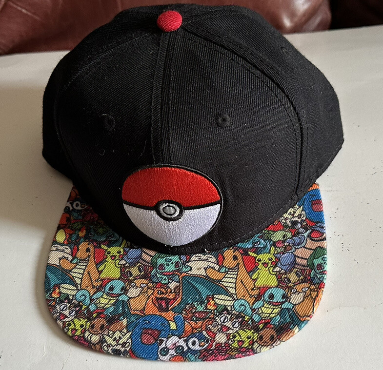VINTAGE POKEMON POKEBALL BLACK SNAPBACK CAP HAT PIKAC… - Gem
